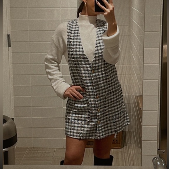 Zara | Dresses | Zara Black And White Checkered Mini Dress | Poshmark